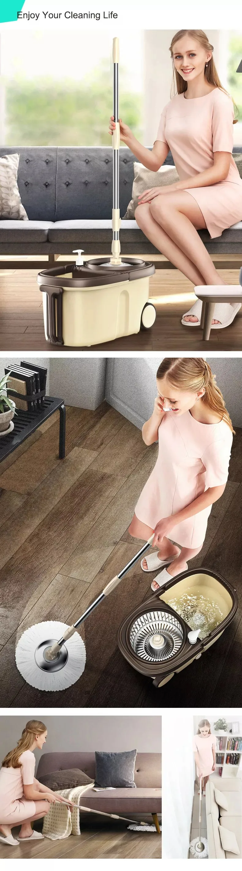 Extendable Triangle Mop 360,Rotatable Adjustable 130 Cm Cleaning Mop For Tub Tile Floor Wall ...