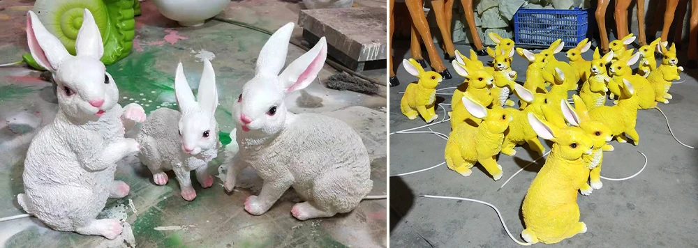 Momovalley Custom Life-Size Elegant LED Resin Rabbit Lamp Waterproof ...