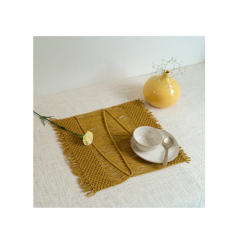 Premium Theme Natural Round Macrame Placemat Braided Straw Place Mats ...