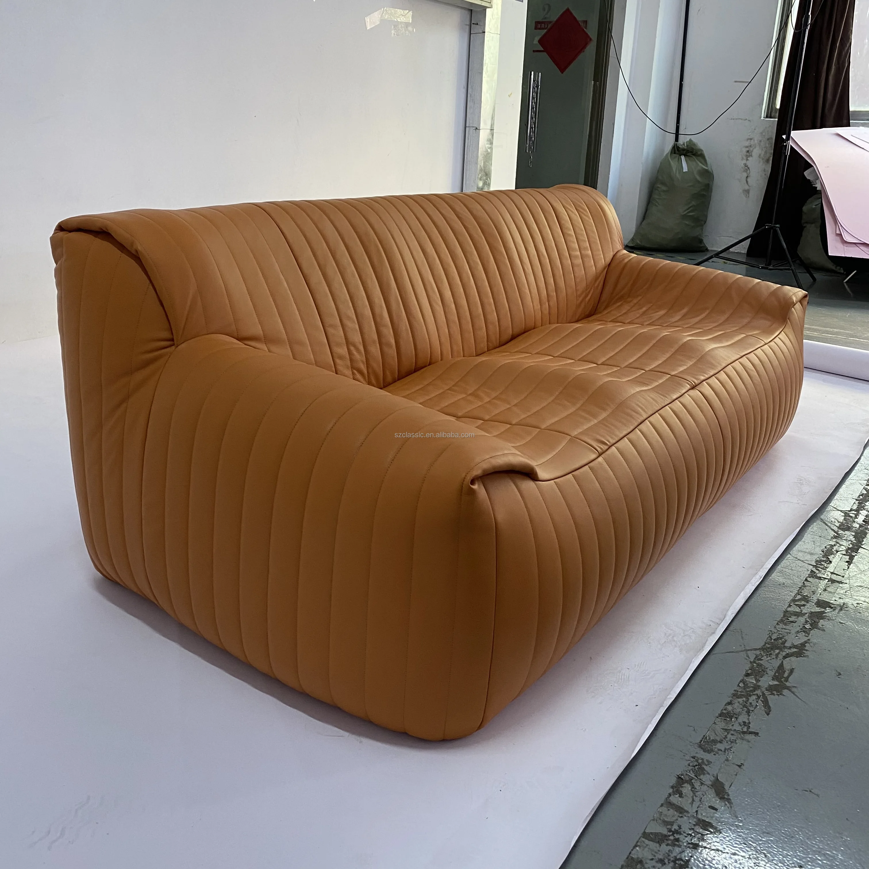 Mid-century Modern Cinna Sandra Sofa Leather Living Room Sofa