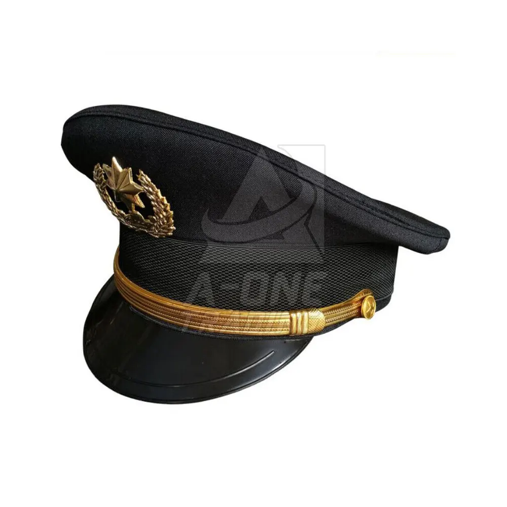 Oem Fashion Black Uniform Officer Hats With Embroidery Customized ...