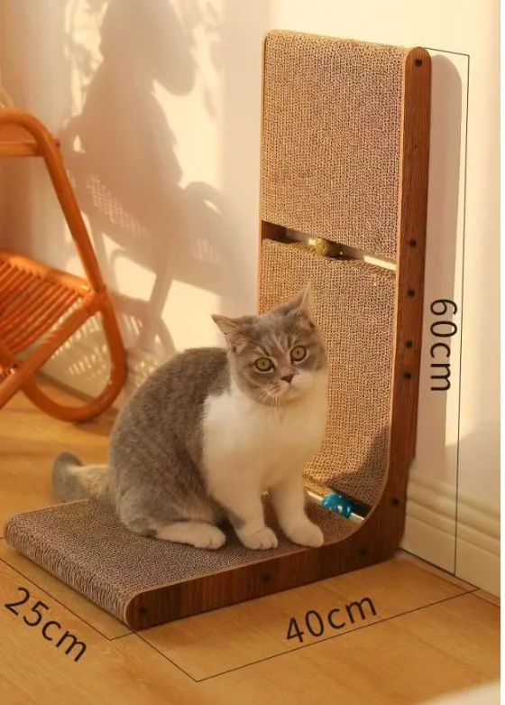 High-Density L-Shape Cat Scratching Boards Corrugated Paper Pads with ...
