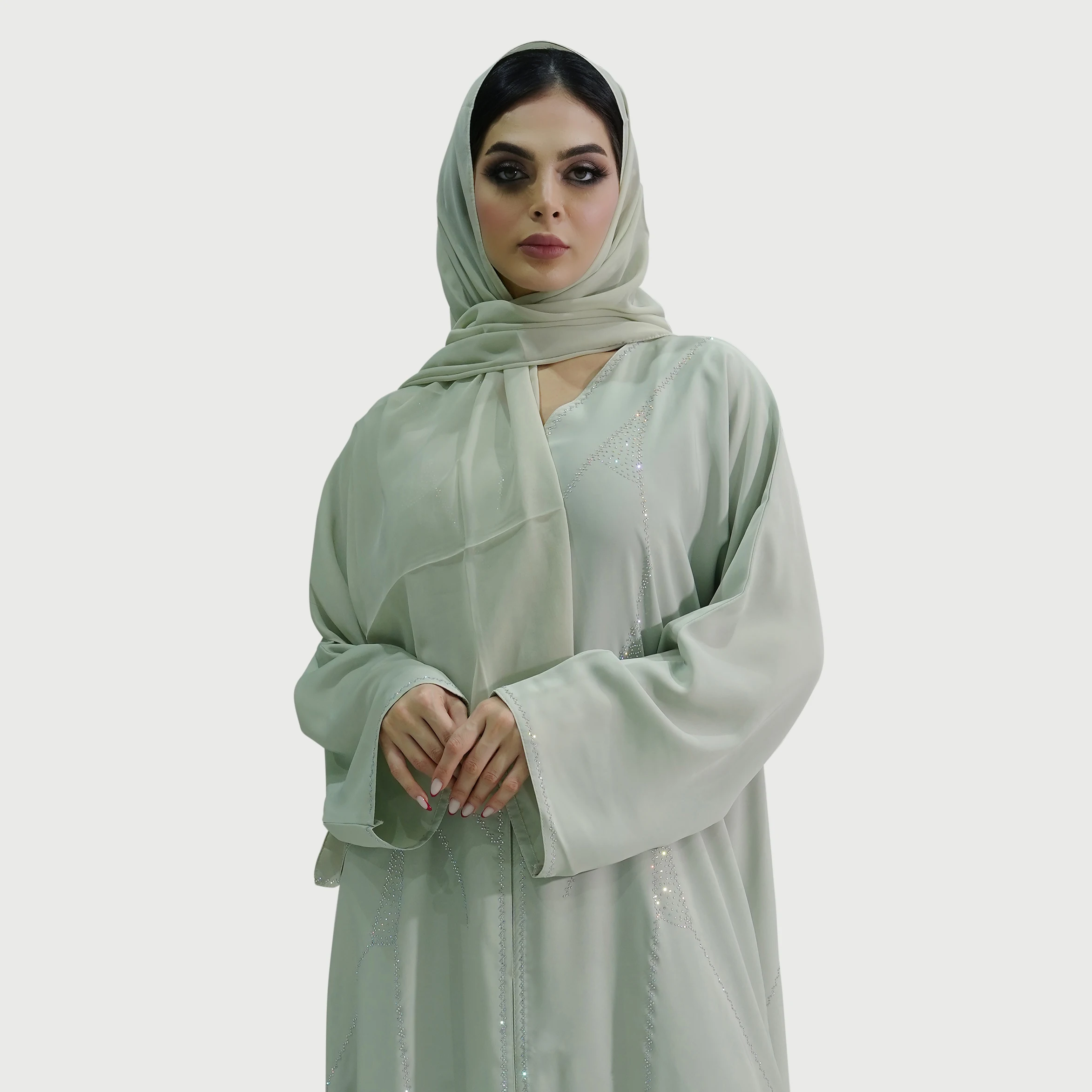 Zelmira Stone Design Open Abaya High Quality Korean Nida Fabric In ...