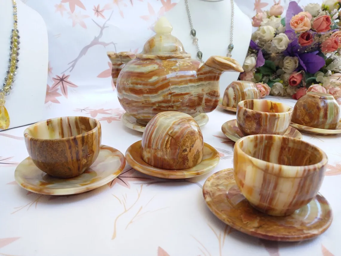 Shop Our Large Teapot Set, Handmade Onyx Tea Set from Pakistan