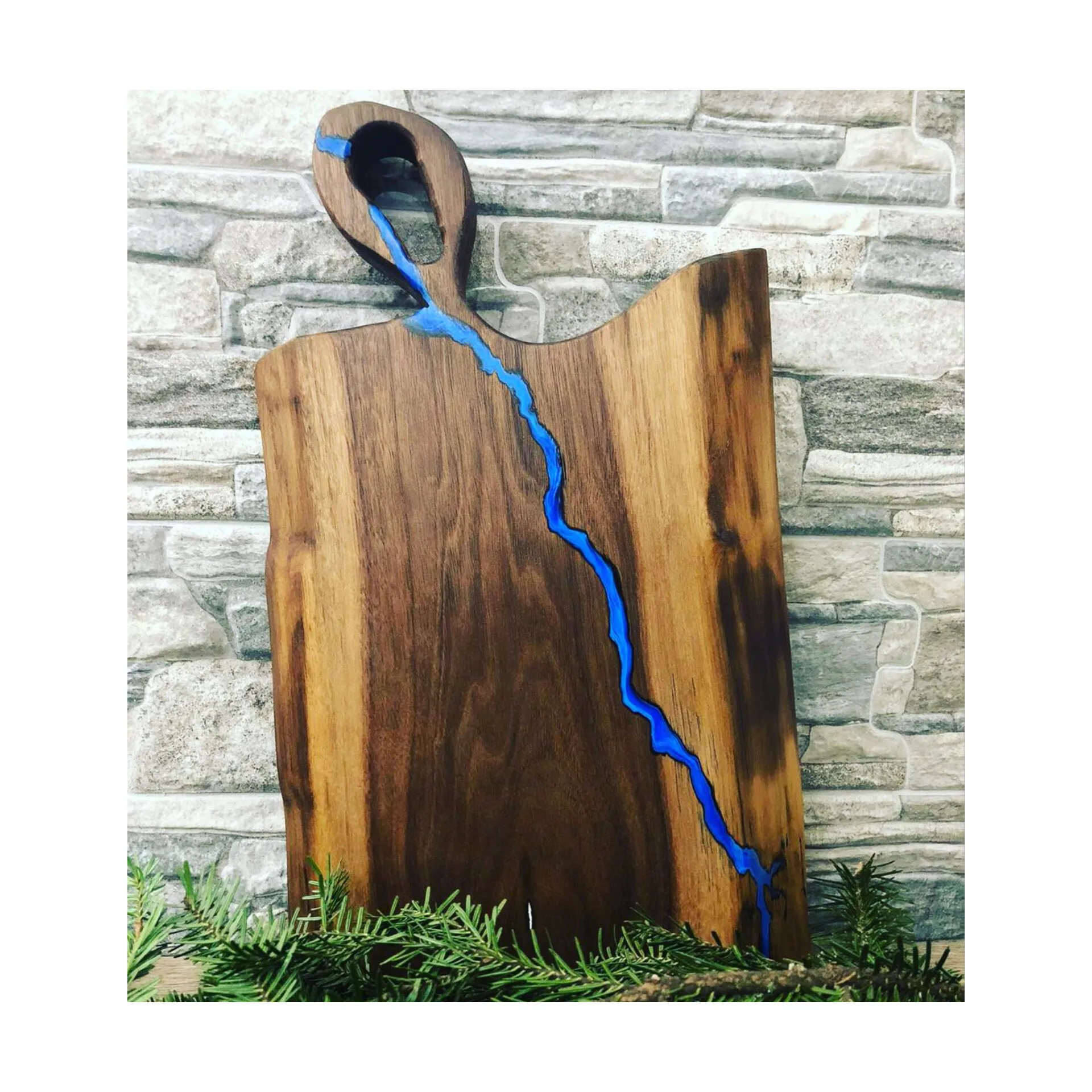Wooden Blue Epoxy Resin Chopping Board River Resin Design Good Quality ...