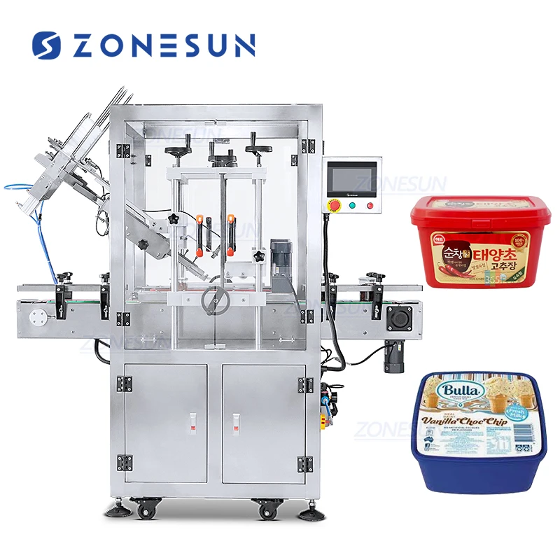 Zonesun Zs-xg16d4 Automatic Plastic Jar Yogurt Bucket Can Caps Pressing ...