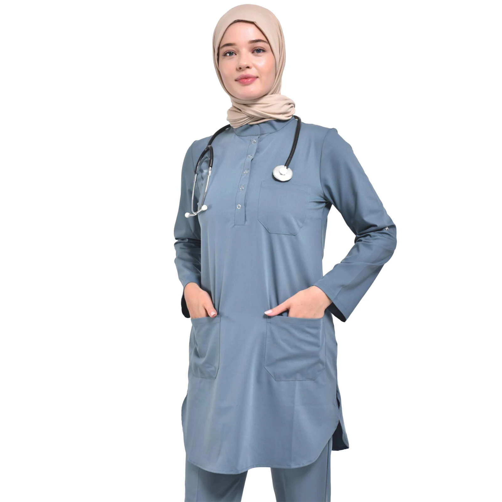 Custom Private Logo Ridiculously Soft Design Nurs Mandarin Collar Long ...