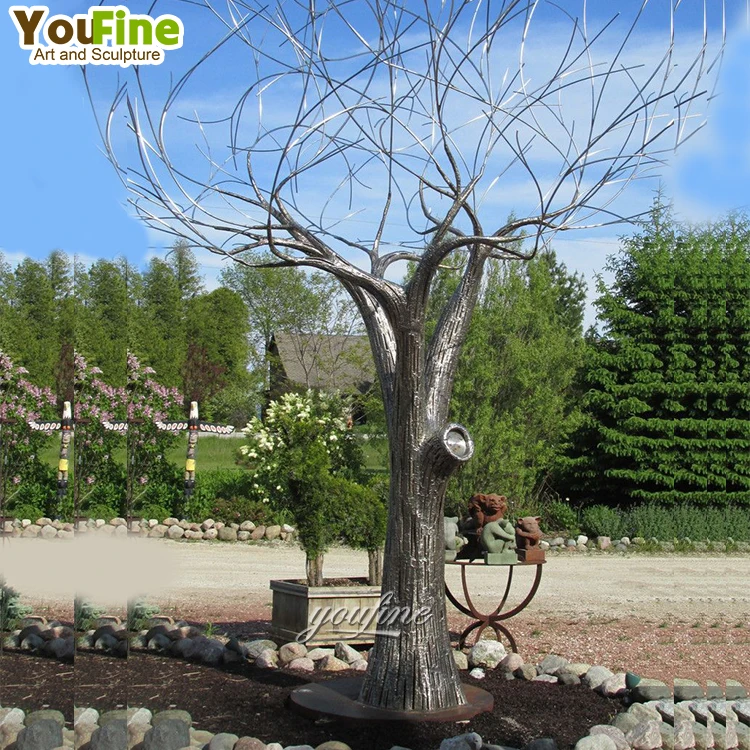 Outdoor Park Tree Art Statue - Large LED Light Metal Sculpture