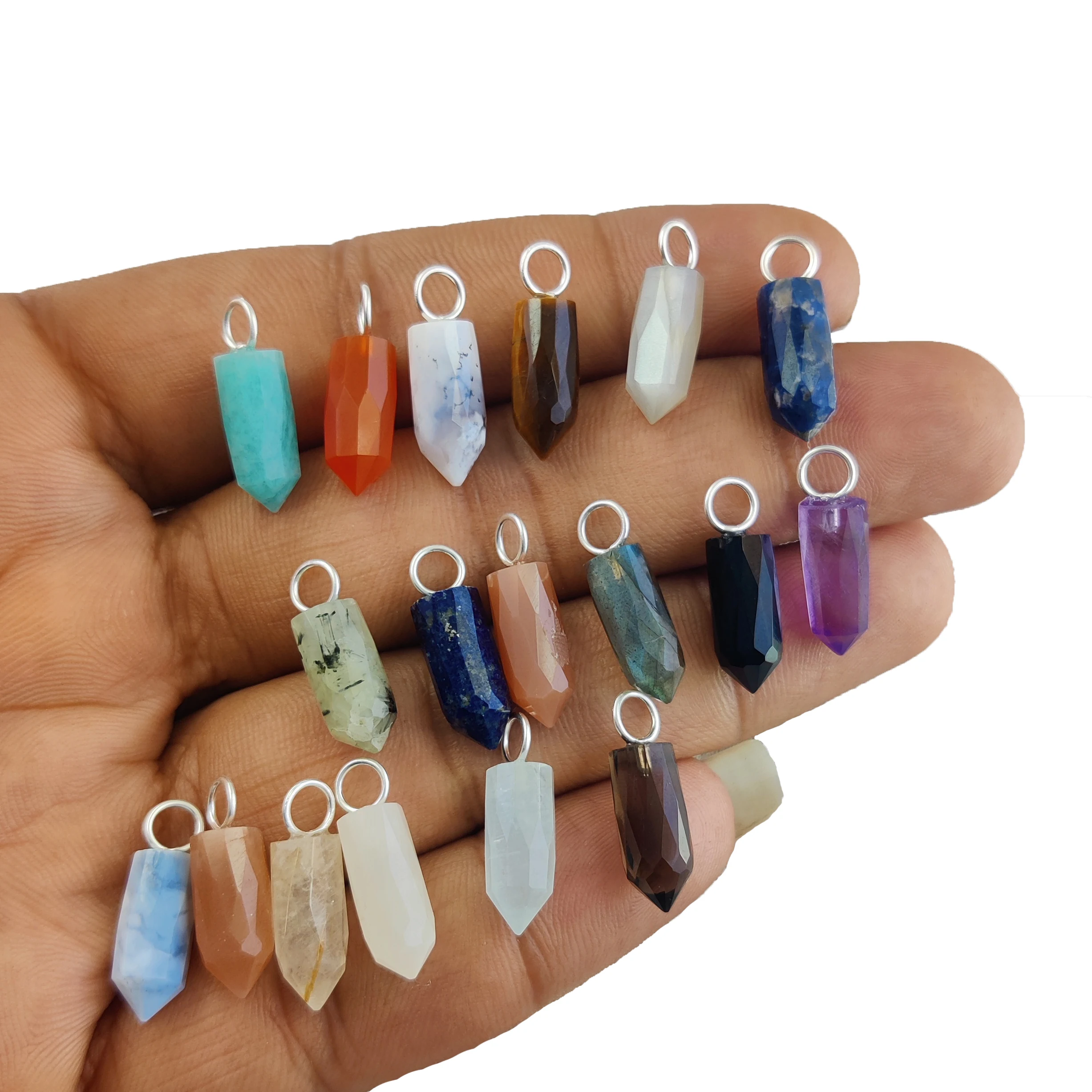 Fine Quality Natural Gemstone Little Spikes Charm Pendant 925 Silver ...