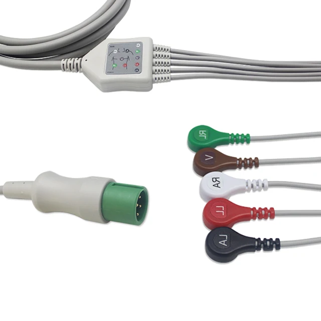 7-pin 3/5 Lead Ecg Cable And Leadwire For Contec Cms8000 Cms9000 ...