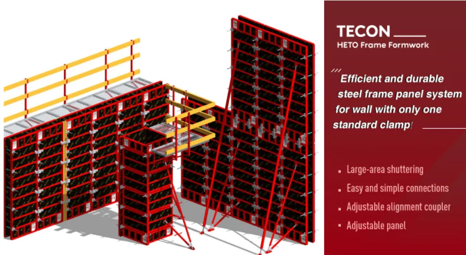 Tecon Q345 Concrete Forming Wall Form Adjustable Column Steel Frame Panel Formwork With Birch ...