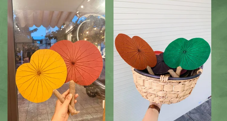 Lotus Leaf Hand Fan - Elegant Bamboo Craft Decoration, Perfect for New ...