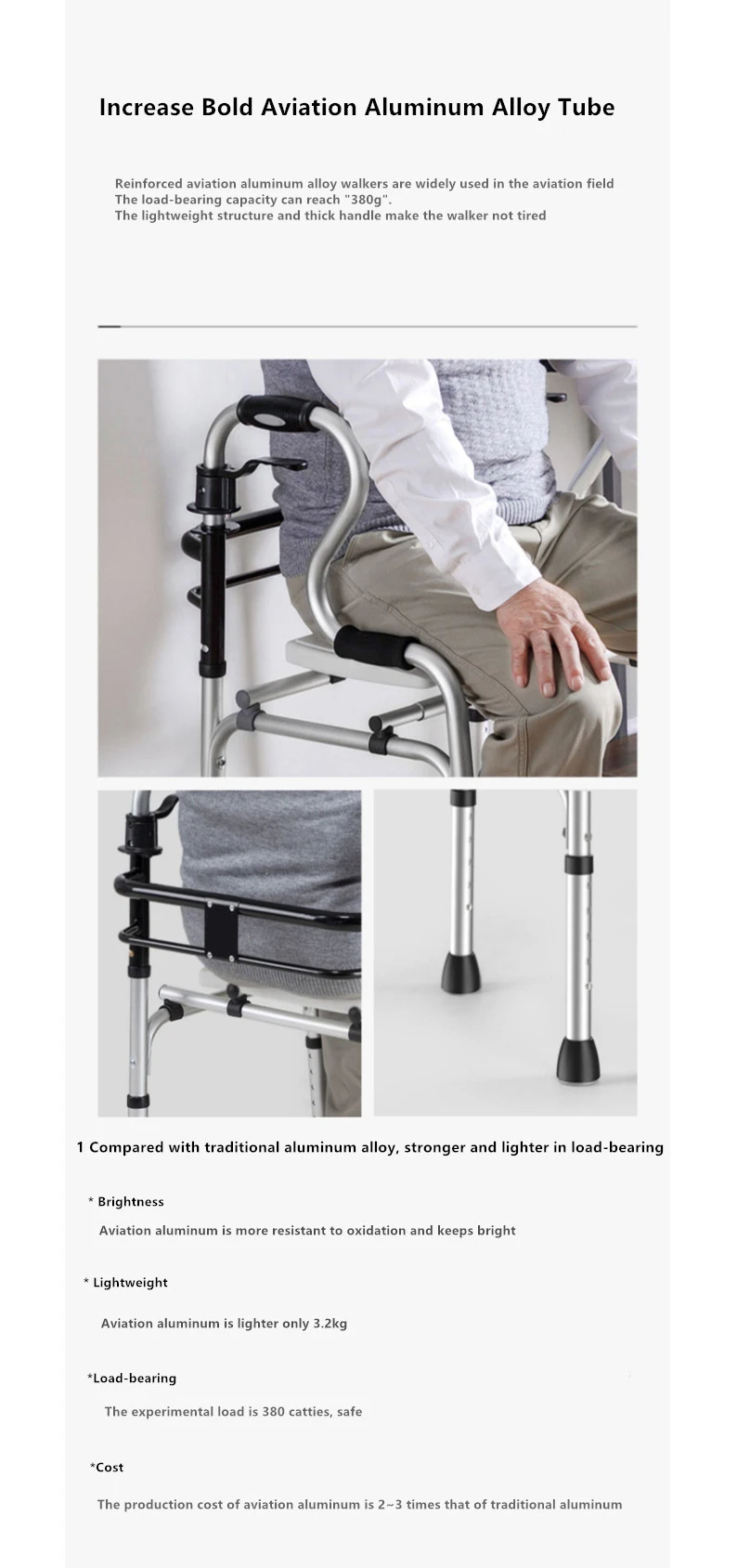 Bliss Medical Health Care Zimmer Frame Aluminum Adjustable Foldable ...