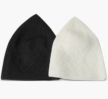 Set Black White Muslim Skull Cap Beanie Islam Crochet Takke Kufi Hat ...