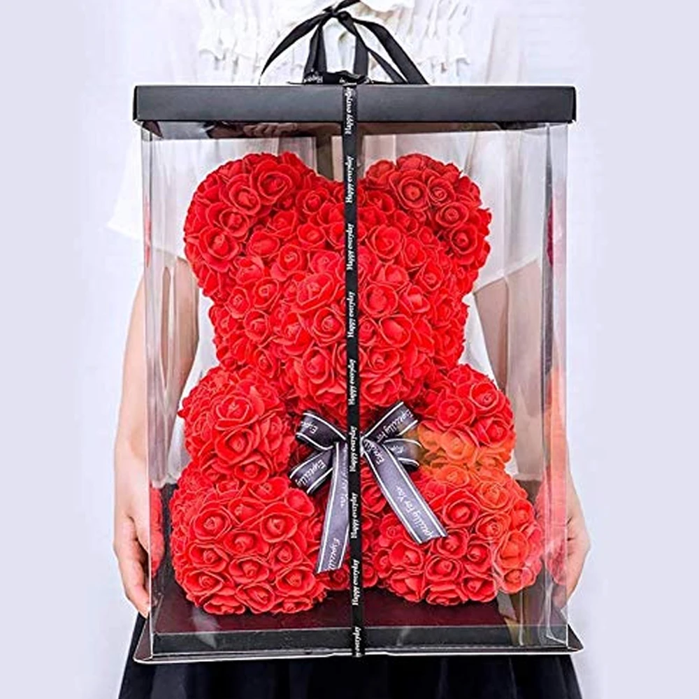 Luxury Red Rose Teddy Bear 25cm With White Heart Beautiful Heart Rose ...