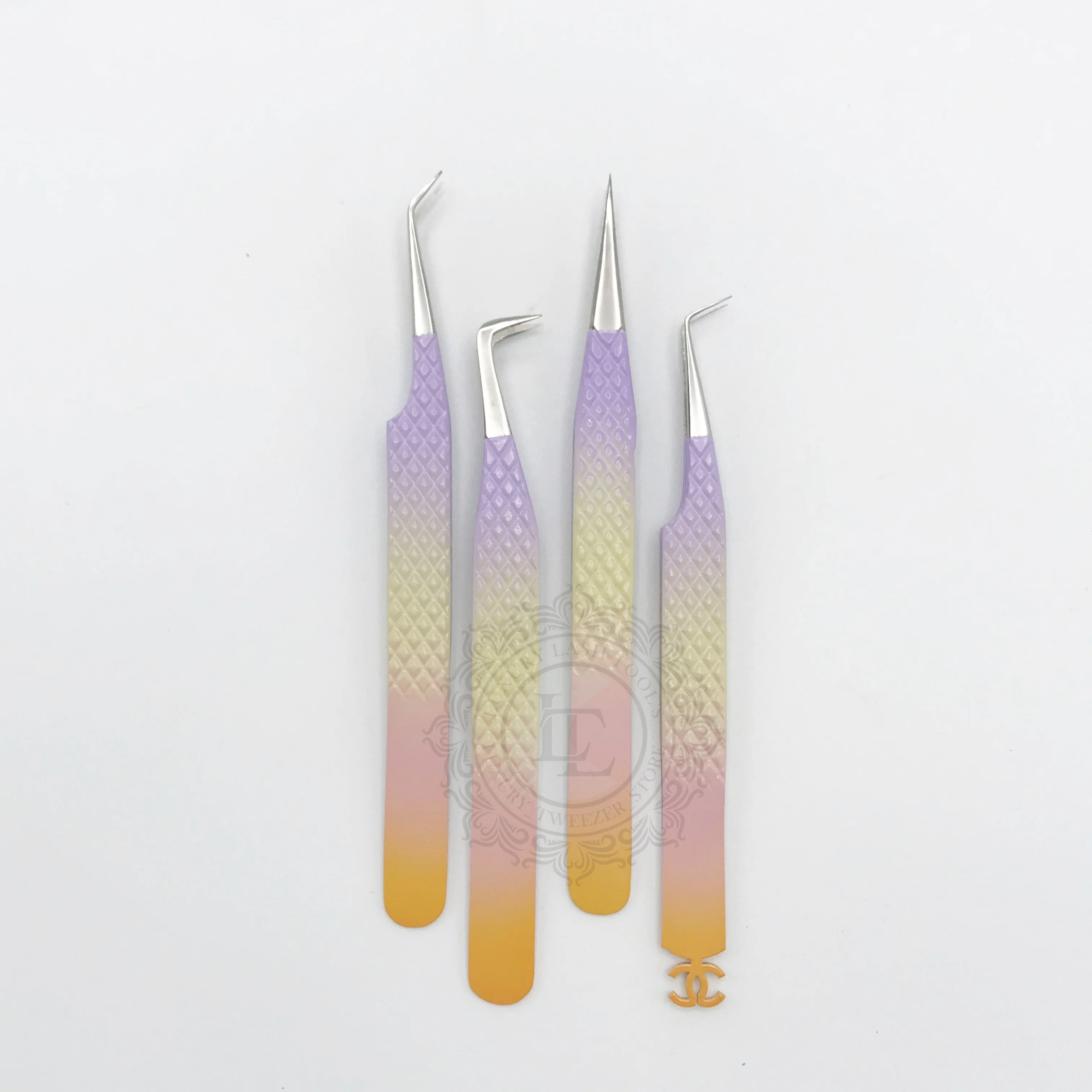 Fiber Tip 90 Degree Tweezers Customized Paper Coating Tweezer Silver ...