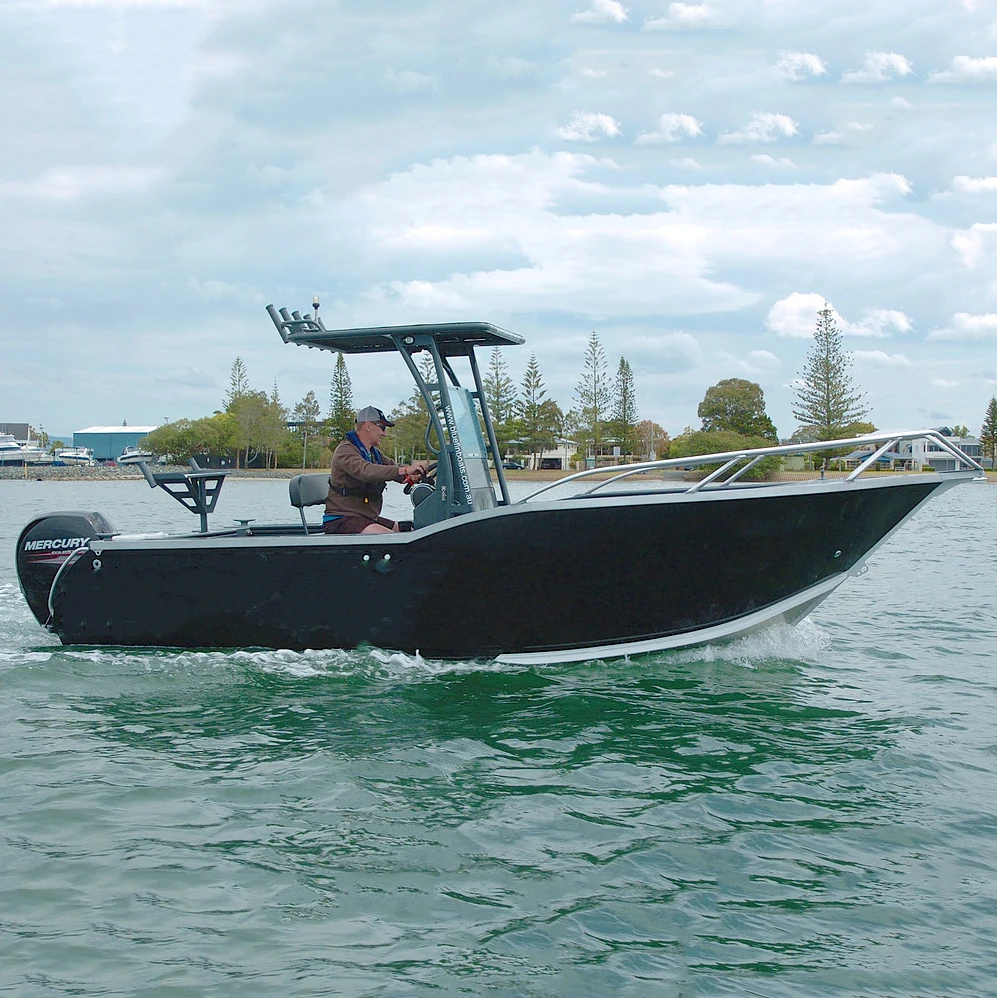 Kinocean 18ft High Speed Aluminum Fishing Boat with Hard-Top Rod Holders