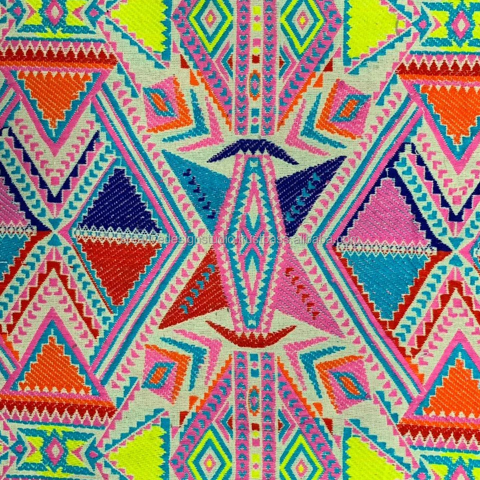 Neon Color Cotton Handloom Jacquard Fabric - Buy Neon Color Cotton ...