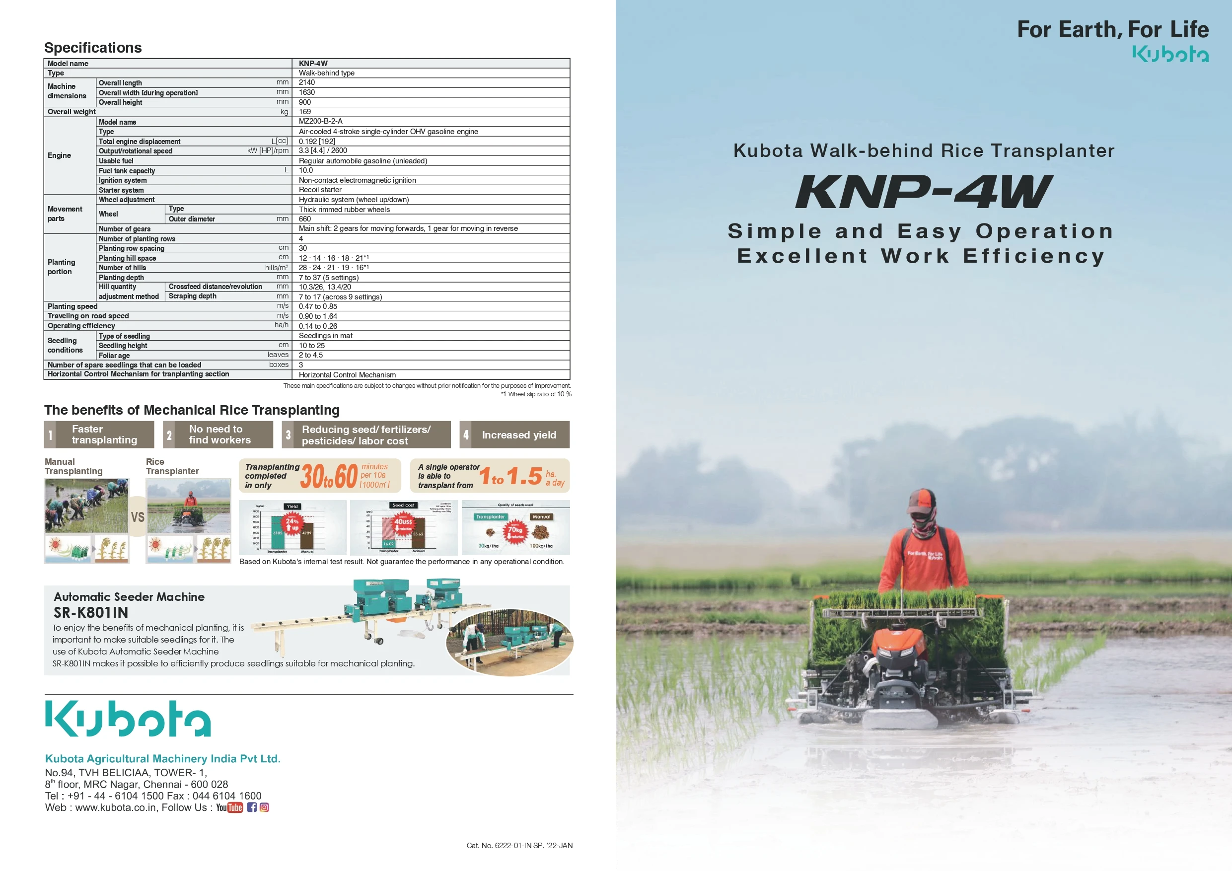 Kubota KNP-4W Rice Transplanter - Efficient & Easy Operation