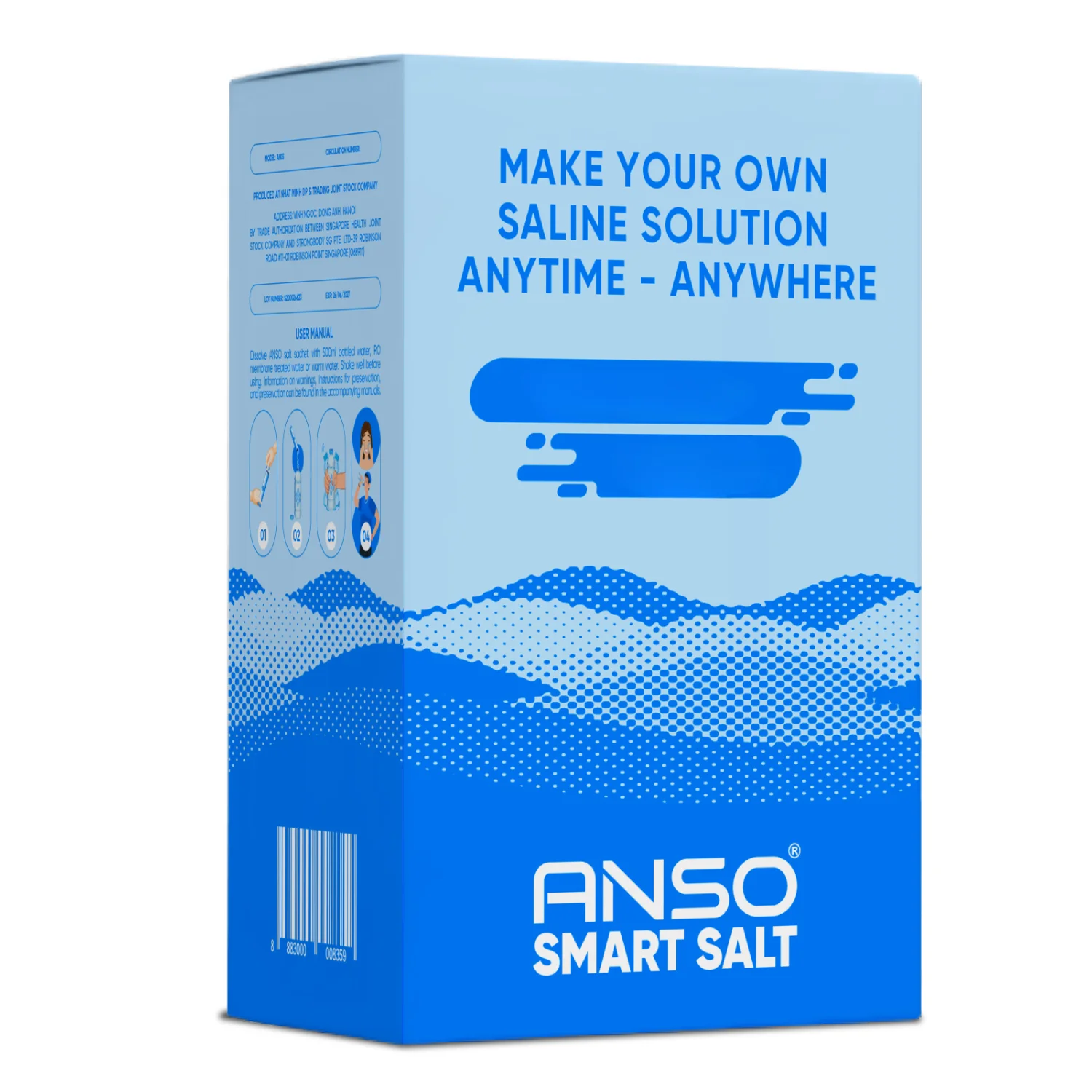 Mouthwash Box 24 Saline Packet 4.5g Eogas Version Anso Saline Solution ...