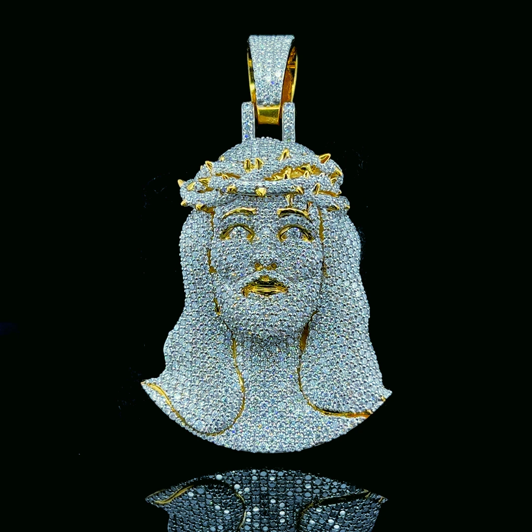 Jesus Pendant 10k / 14k Yellow Gold Pendant Vvs Moissanite Diamond ...