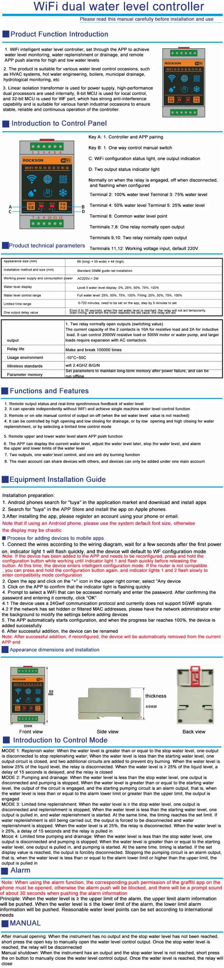 Wi-fi Water Level Controller Sensors - Reliable Alarm Device