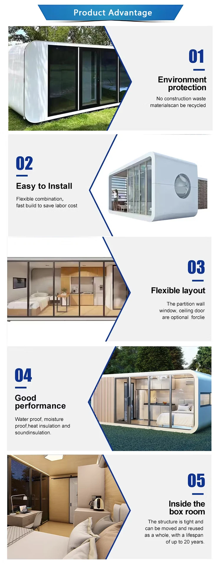 Modular Prefab House Space Capsule Bed Folding Tiny House
