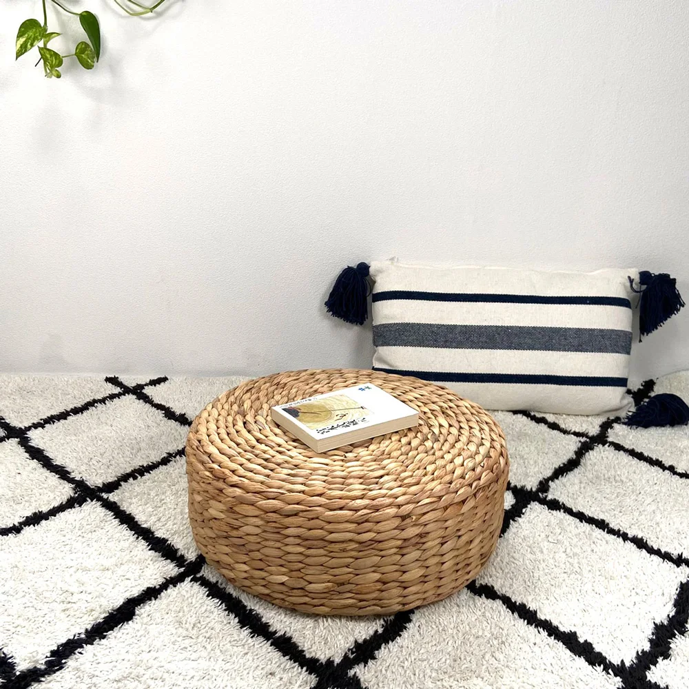 Water Hyacinth Ottoman Floor Puff Seat Cushion Natural Handmade Vietnam ...