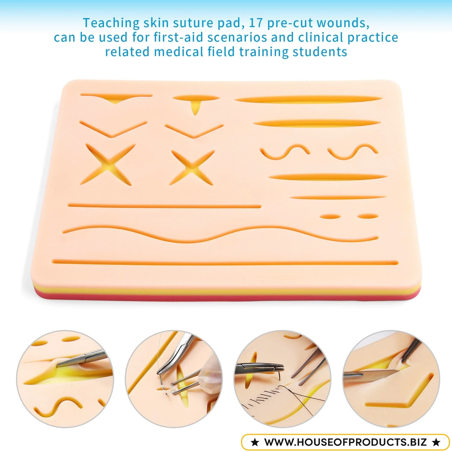 Suture Practice Kit Suture Skin Silicone Pad Complete Suture Practice Kit For Student Nurse ...