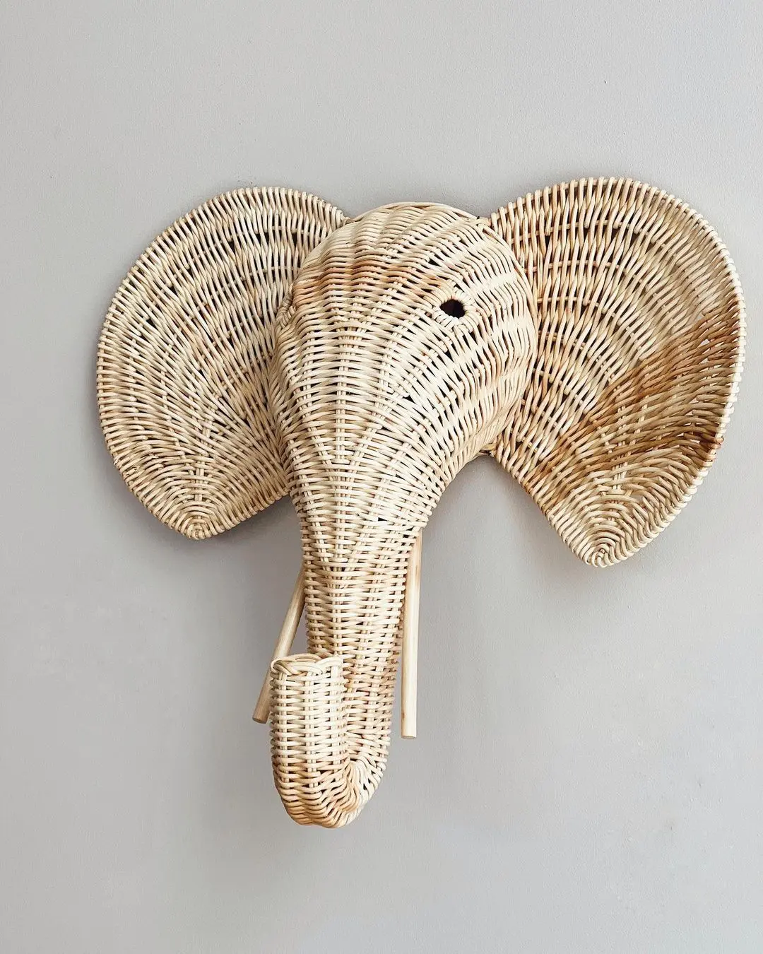 Natural Rattan Woven Head Animals for Kids Bedroom Decor