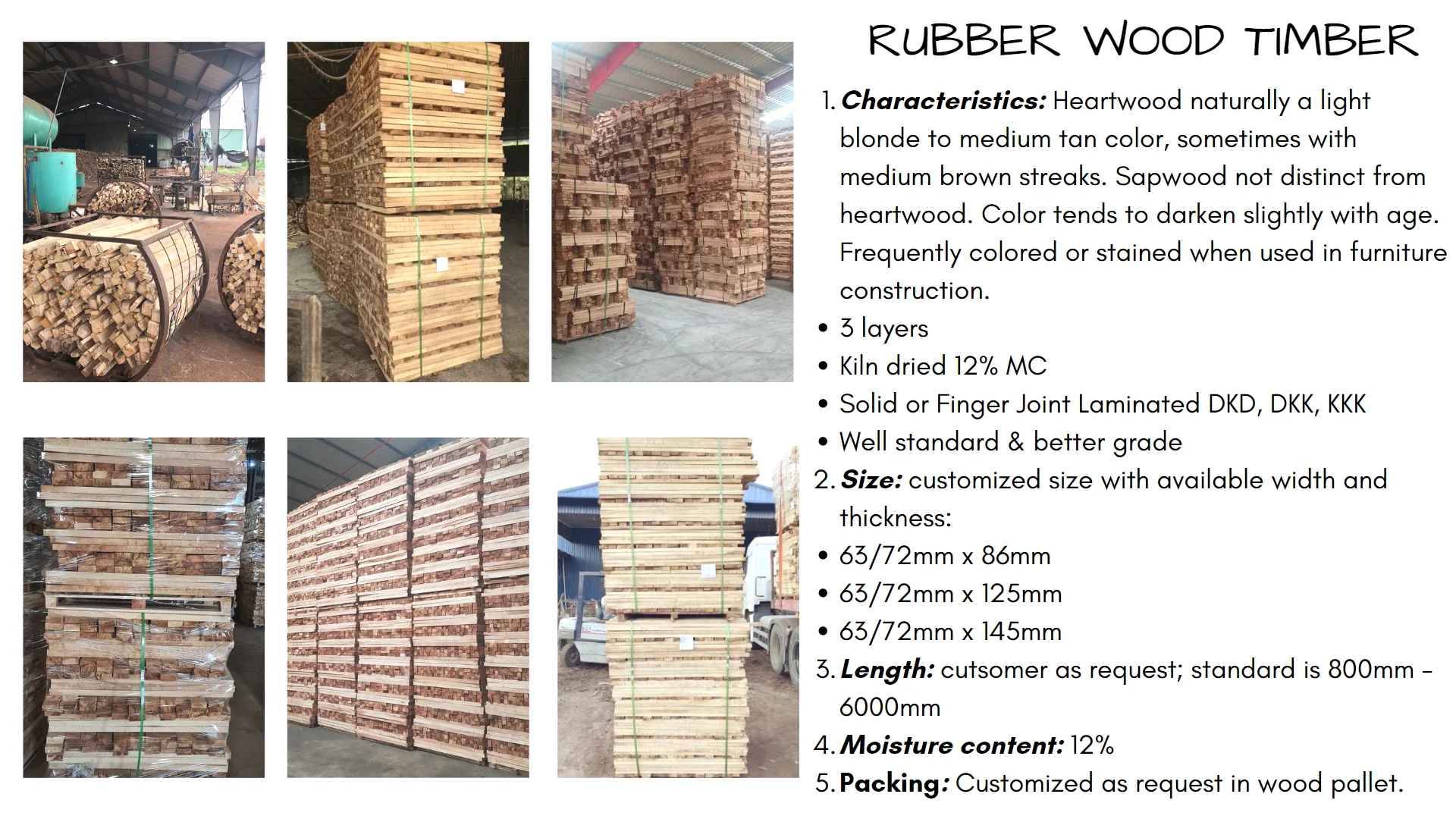 100% Natural Eco-friendly Rubber Wood For Crafts And Construction ...