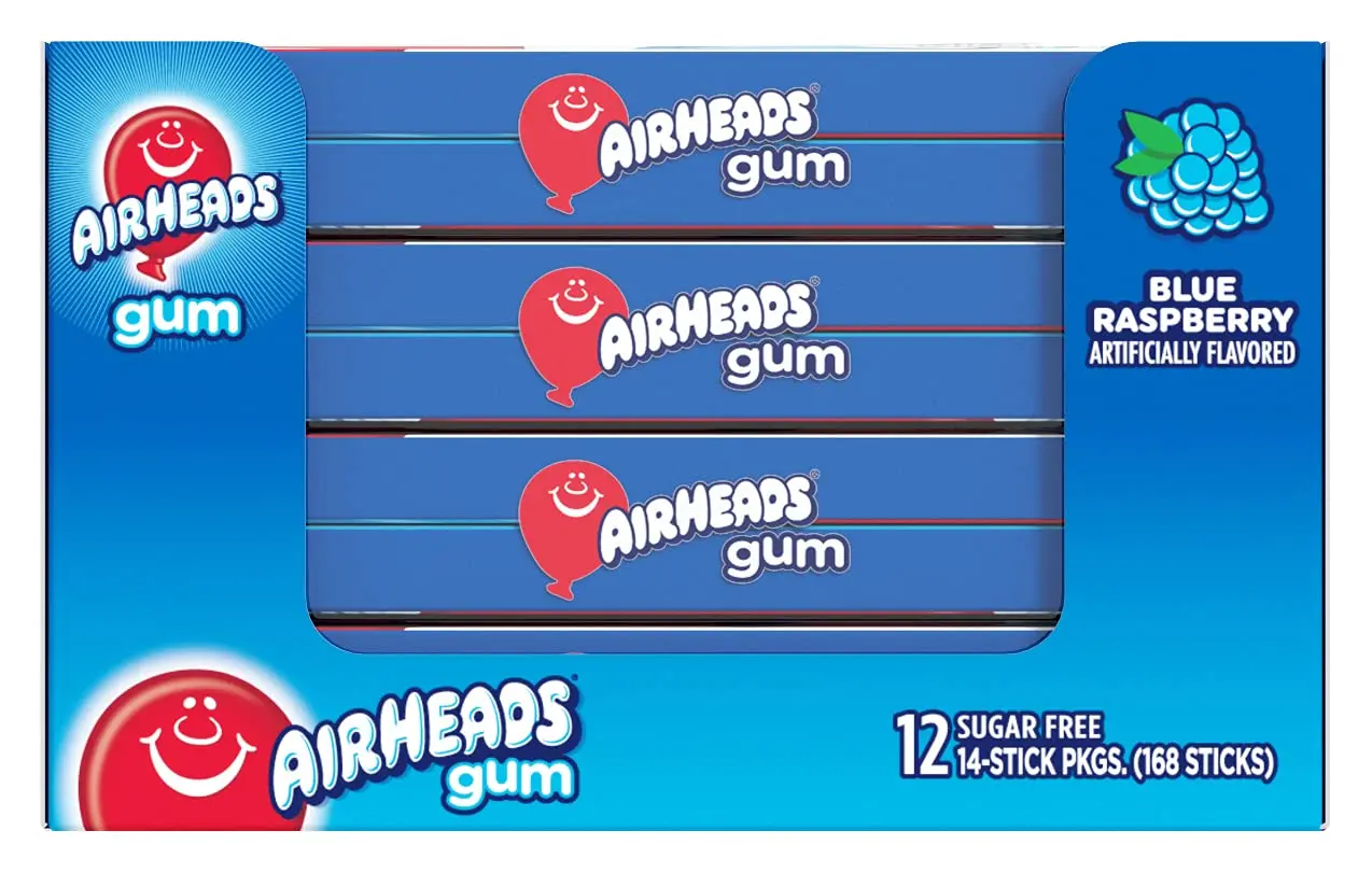 Airheads - Airheads Gum,Sugar Free,Blue Raspberry (14 Count ) - Buy ...