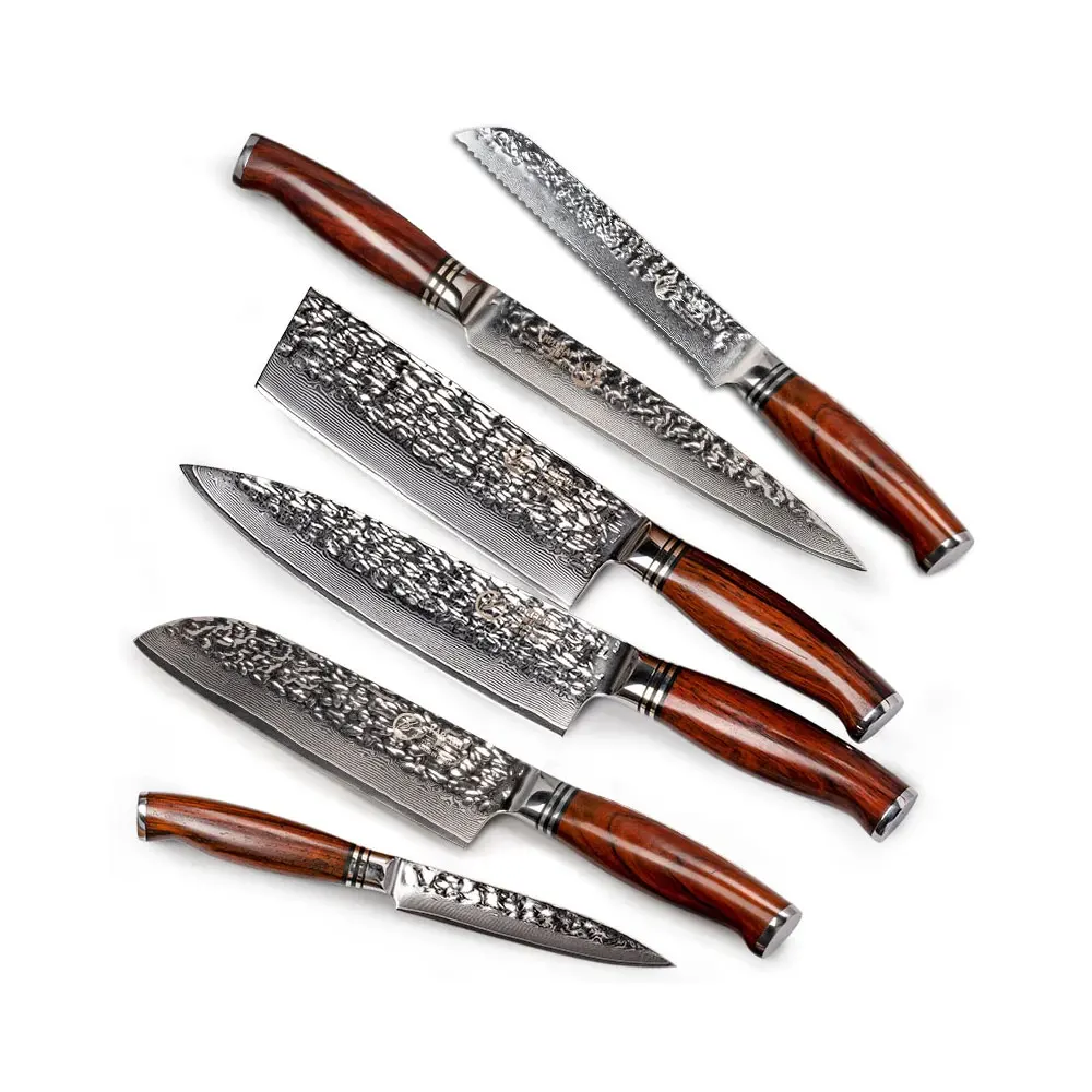 High Quality Hand Made Damascus Steel Chef Knife Set