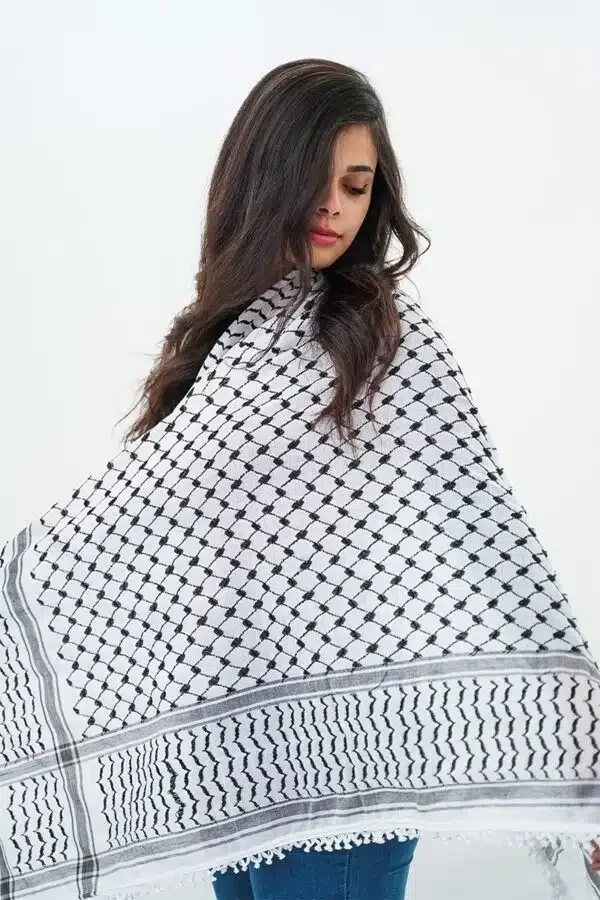 Palestinian Shawls - Black & White Hirbawi Kufiyahs