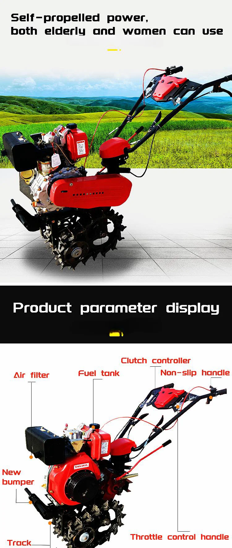 5-liter Fuel Tank,7-horsepower Gasoline Engine,Not Afraid Of Climbing,Walk-behind Tractor,Track ...