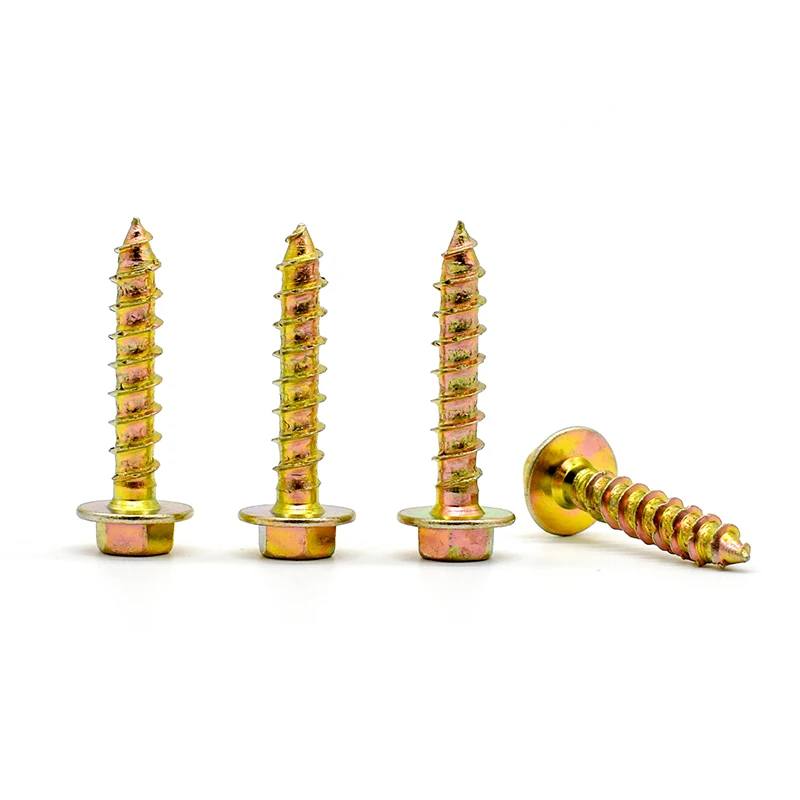 Yellow Zinc Hex Flange Lag Self Tapping Wood Screw Hexagon Screw With ...