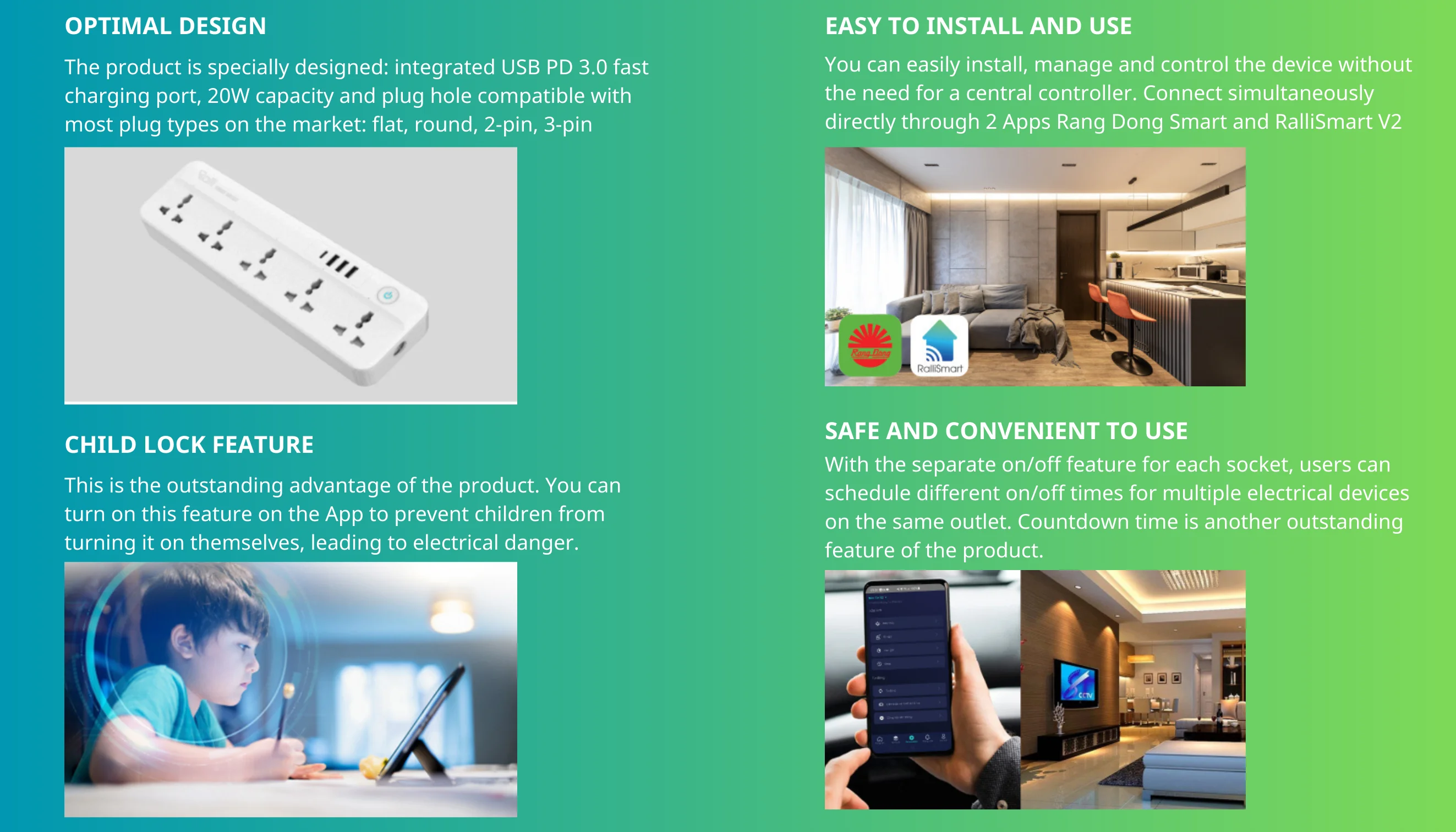 Smart Multi Plug Power Socket Extension Cord With Wifi Connection Usb ...