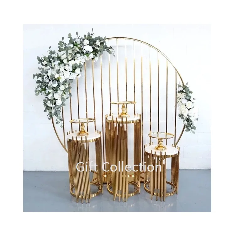 Luxury Newest Golden Wedding Backdrop Arch Reception Stage Decoration ...