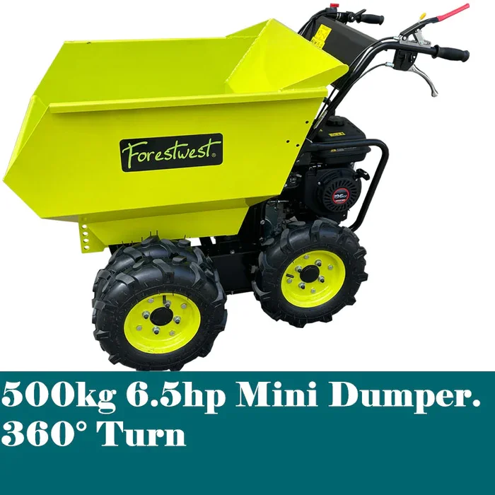 500KG Motorized Wheelbarrow Petrol 6.5HP - 3F1R Dumper