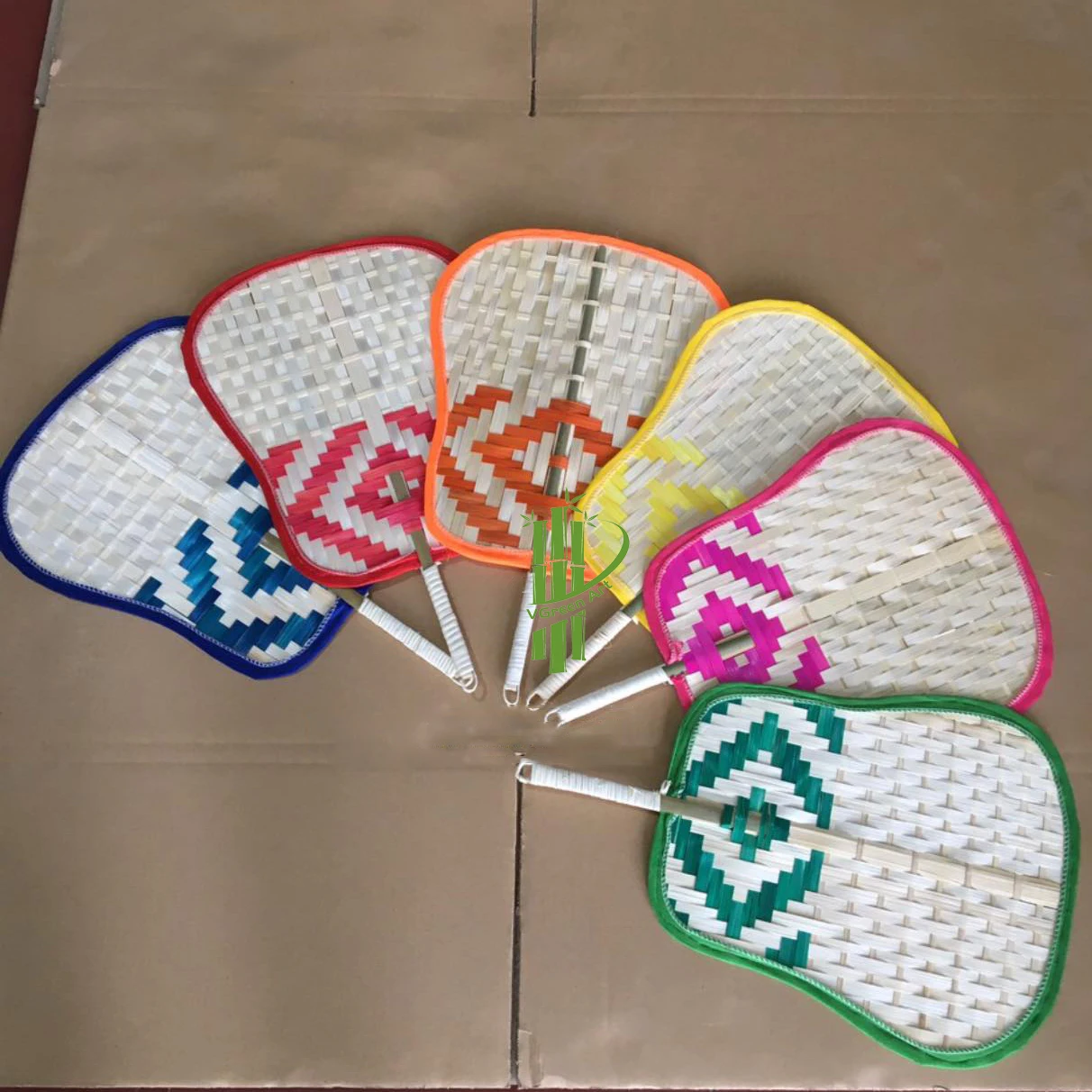 Colorful Braided Palm Leaf Fans Hand Crafted Bamboo Fan 100% Handmade ...