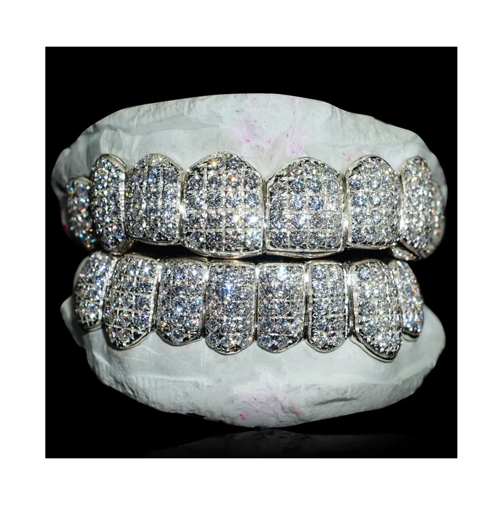 Grillz for Teeth Superb Quality Diamond Studded Gold and Silver Metal ...