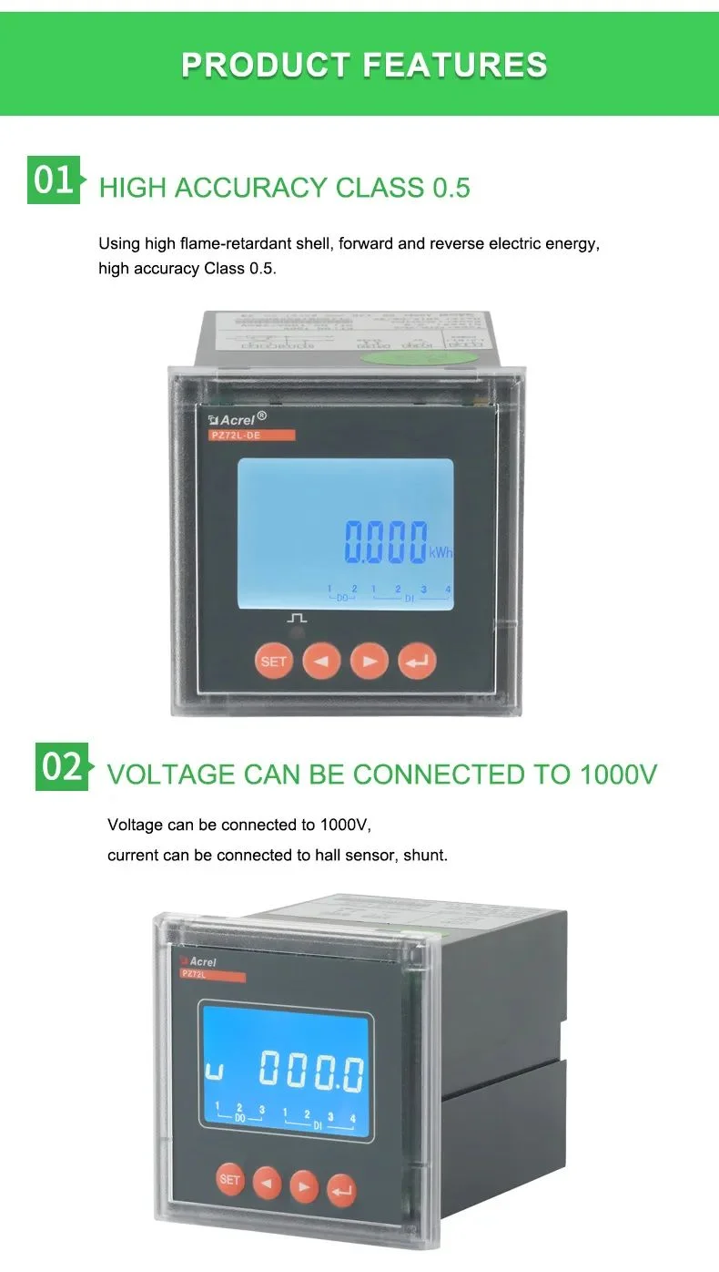 Shunt 75mv Input Dc Digital Power Energy Monitor Meter / Wattmeter For Pv Solar Panel Pz72l-de ...