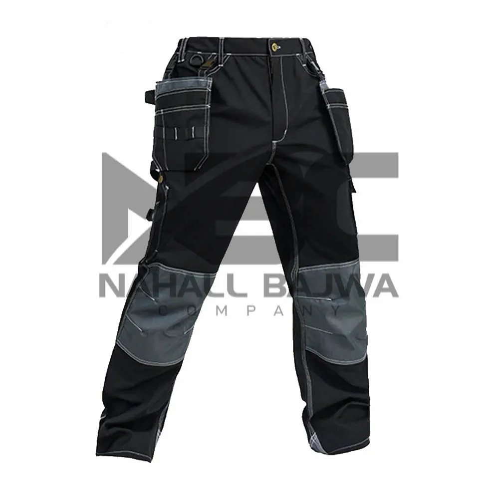 Black Wear Construction Safety Pant Durable Cargo Work Men Cotton ...