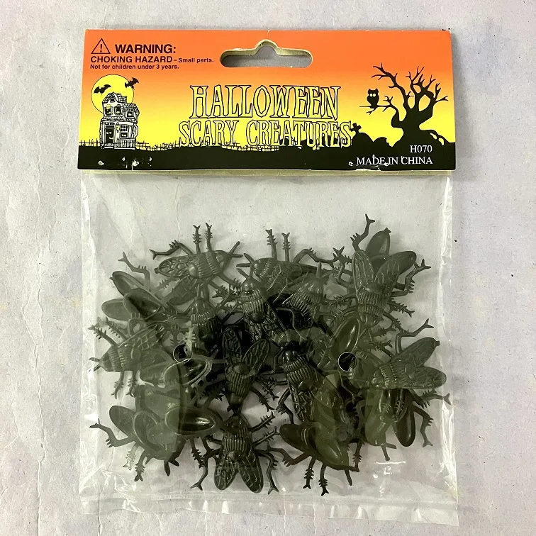 Oem Halloween Creature Pvc Black Fly 24pcs Set Funny Scary Spooky ...