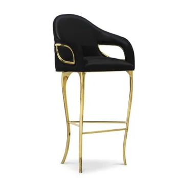 Luxury Design Modern 3gold Stainless Steel Legs High Chair Velvet Bar ...