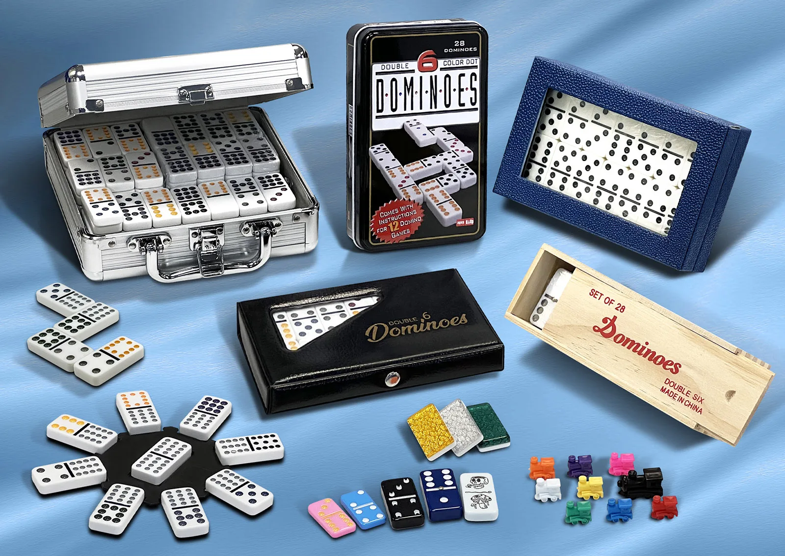 Double 12 Colored Dot Dominoes Mexican Train Game Set, 91 Tiles Dot ...