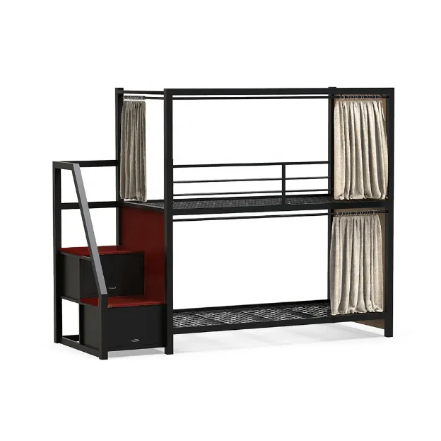 Customized Modern Iron Loft Bunk Bed With Storage Apartment Dormitory ...