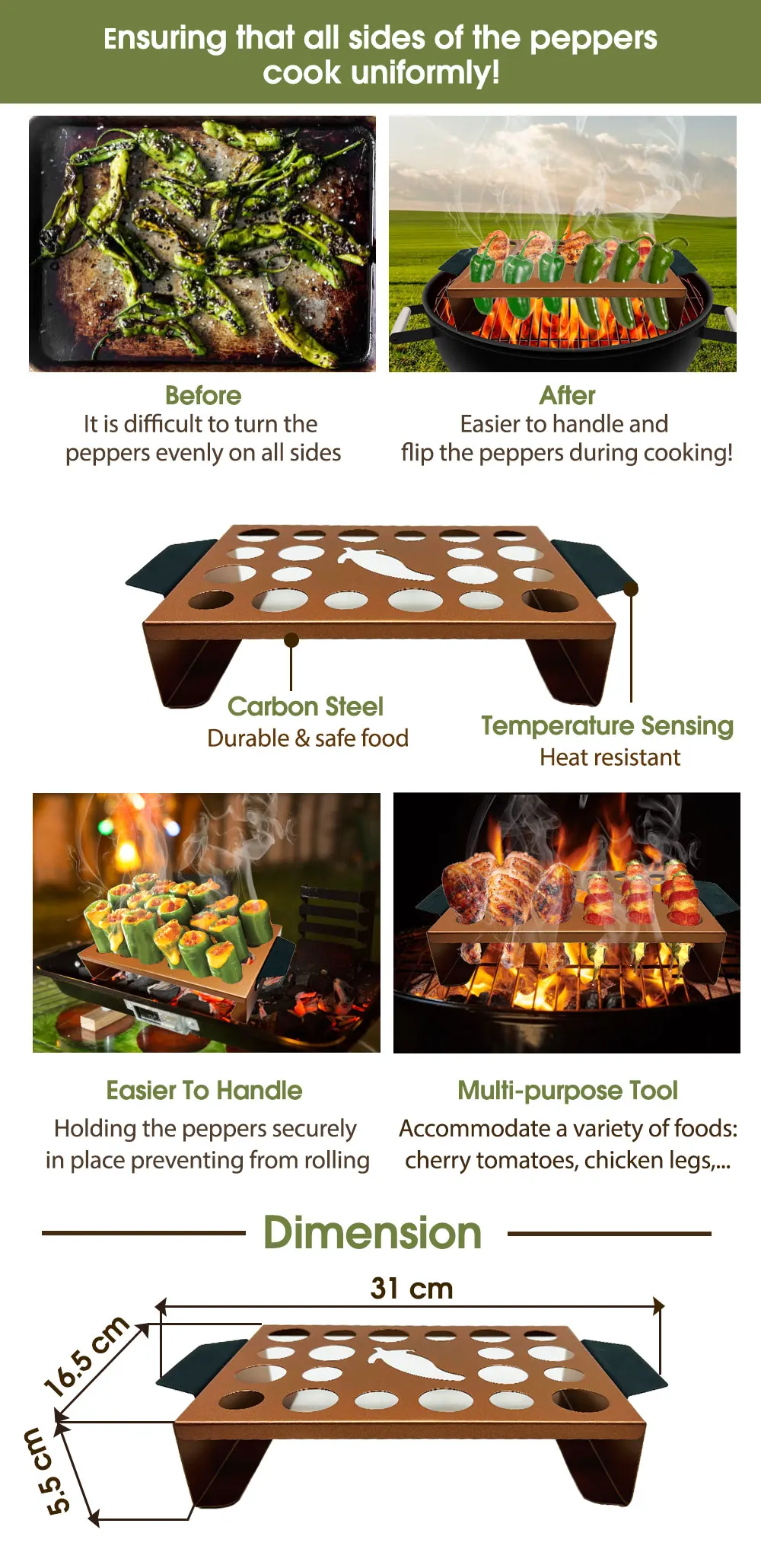 20 Holes BBQ Grilling Topper Chili Jalapeno Pepper Rack| Alibaba.com