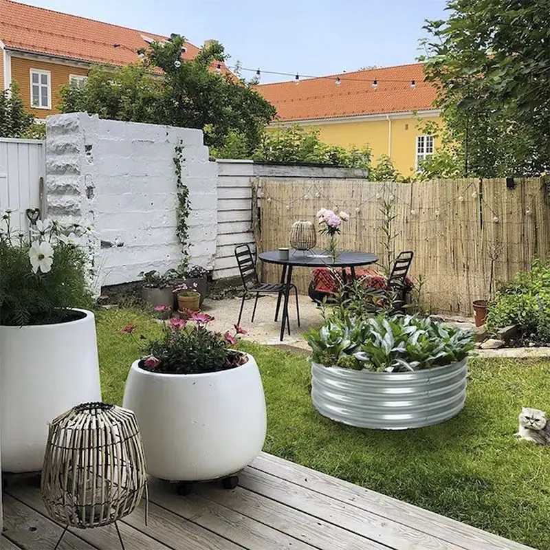 3ft X 1ft Outdoor Metal Raised Garden Bed Round Galvanized Steel ...