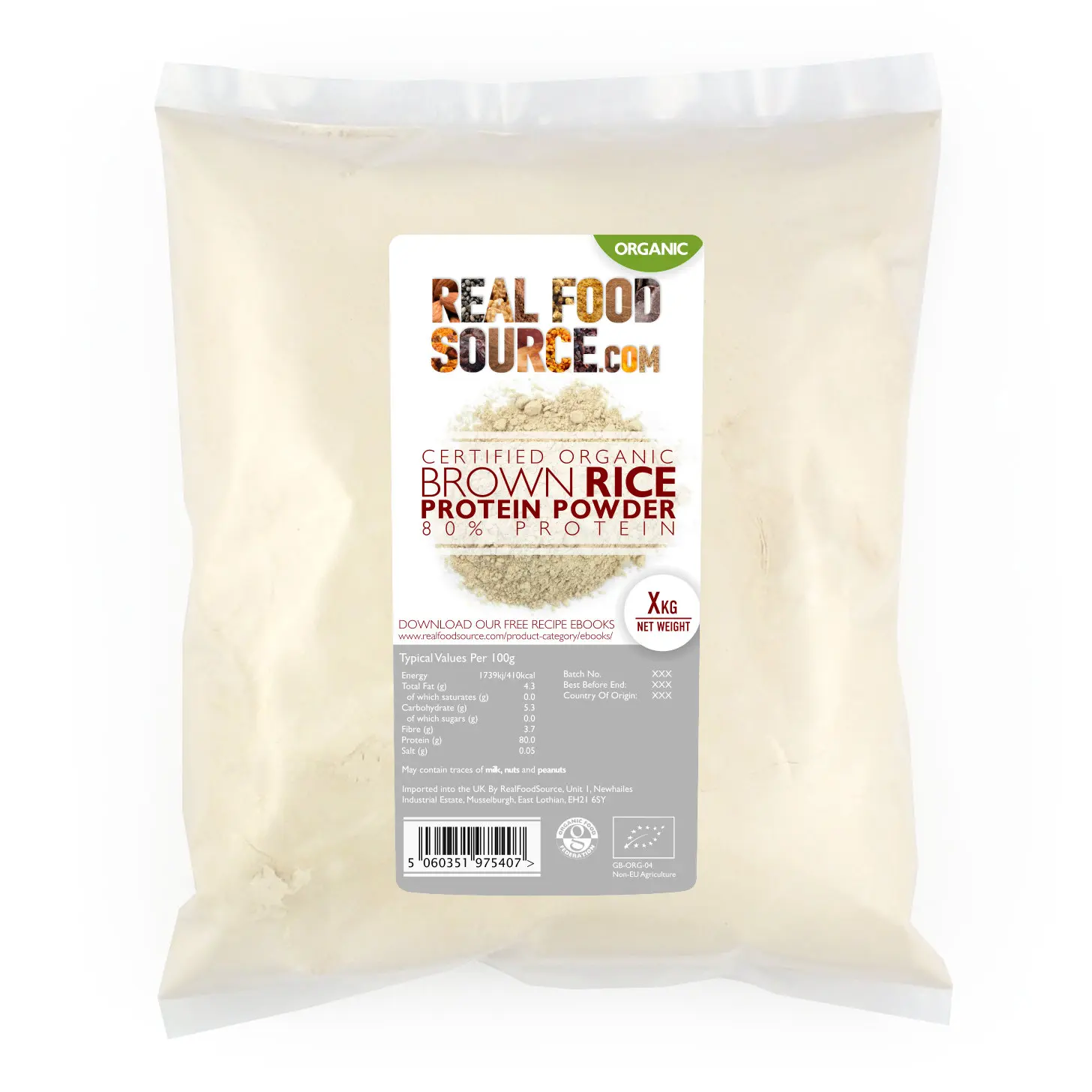 Food Ingredients 20kg Isolate Rice Protein 80% Organic Rice Protein ...